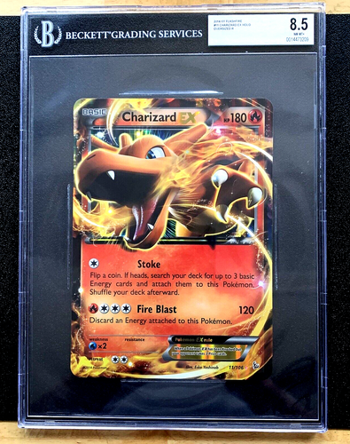 BGS 8.5 NM MT+ 2014 CHARIZARD EX HOLO XY FLASHFIRE OVERSIZED P #11 | eBay