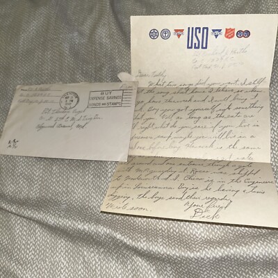 1942 WWII Letter Ft Dix To Edgewood Arsenal MD: USO Letterhead Prisoner ...