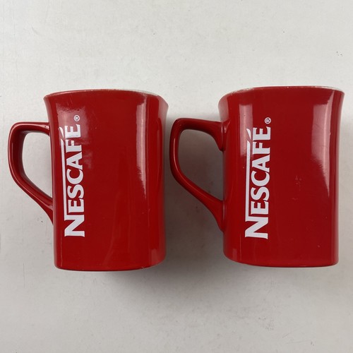 Set of 2 Large Red Nescafe Mugs 400ml 12cm Square Coffee Cups | eBay