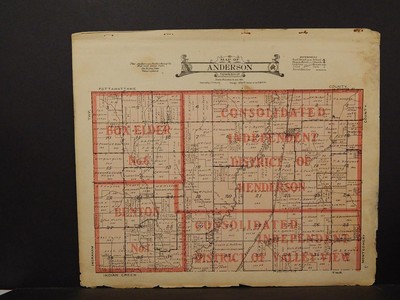 Iowa, Mills County Map, Anderson Township 1921 K8#15 | eBay
