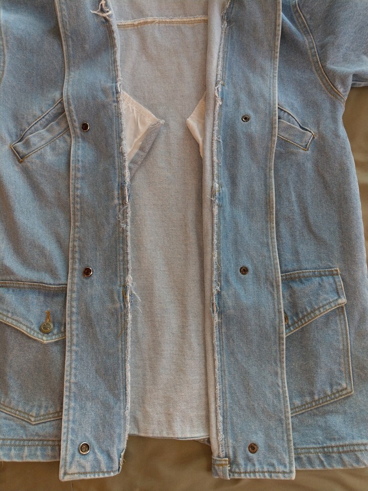 No Excuses Sexy Jeans Wear Tough Large Denim Jean Jacket Snaps Clasps ...