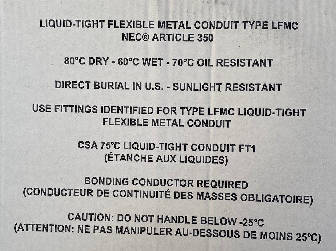 1.50” x 50’ AFC Liquid-Tuff UL Liquid Tight flexible steel conduit type ...