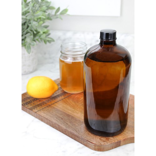 32oz Amber Kombucha Growler Bottles 4pk, 1QT w Polycone Phenolic Lids ...