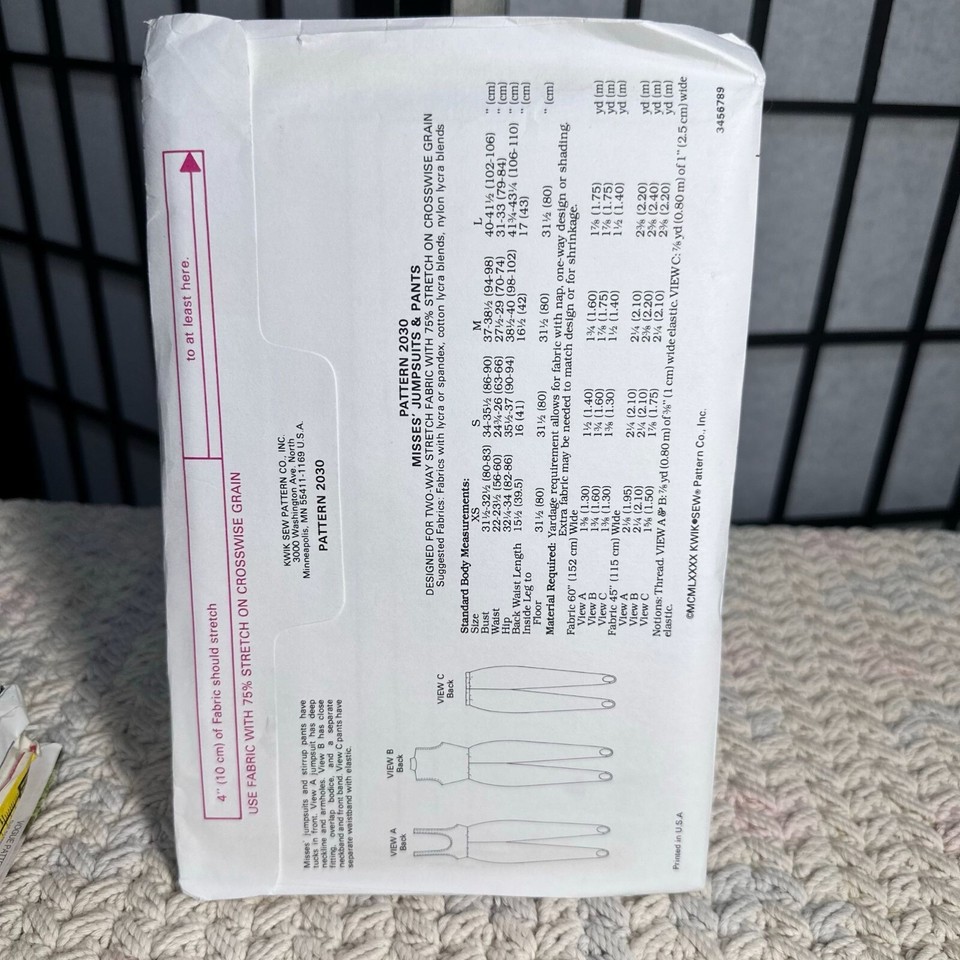 Kwik Sew Pattern 2030 Womens Jumpsuit & Pants Sewing Pattern XS-S-M-L ...