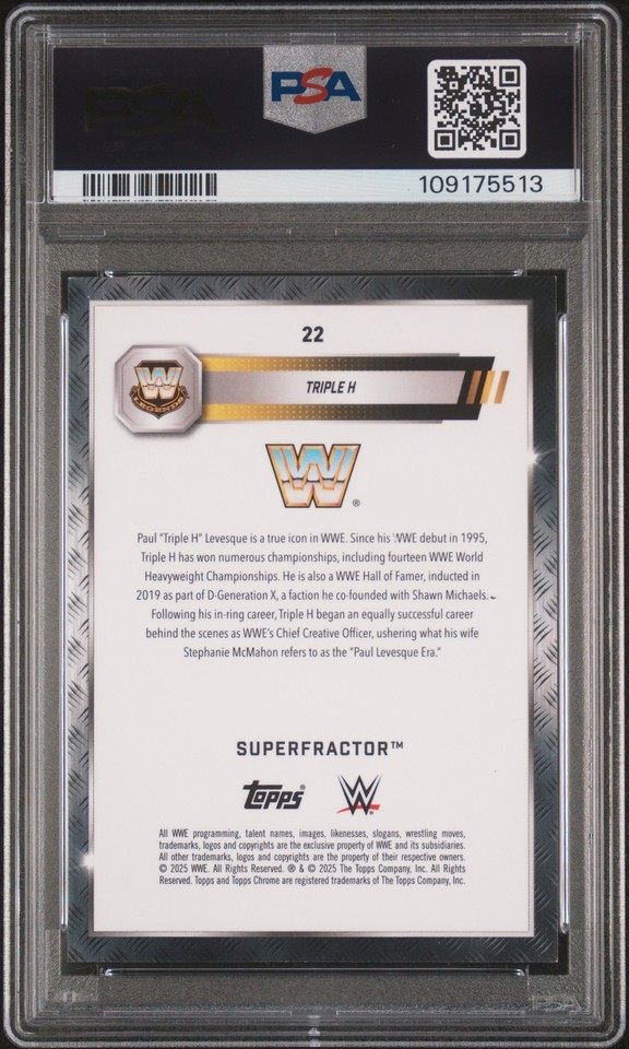 2025 TOPPS CHROME WWE SUPERFRACTOR 1/1 #22 TRIPLE H 1/1 PSA 8 | eBay