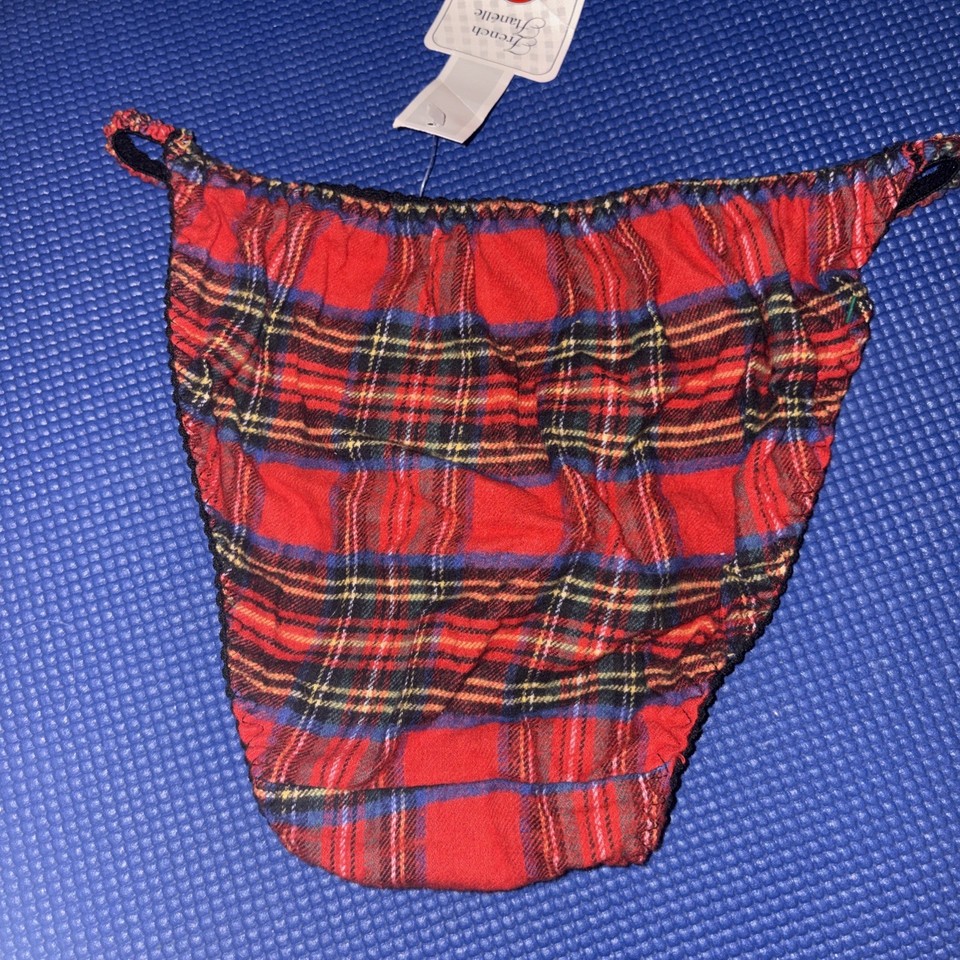 Vintage NWT Inner Secrets String Bikini panties Red Plaid S 5 French ...