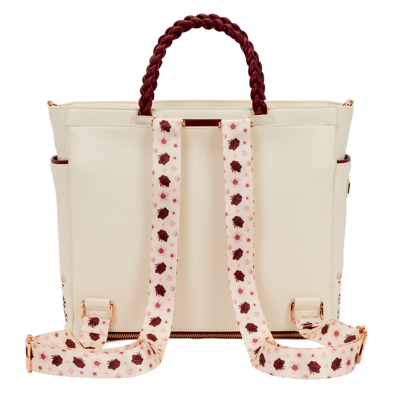 Loungefly Cream & Red Floral Convertible Backpack and Tote Crossbody ...