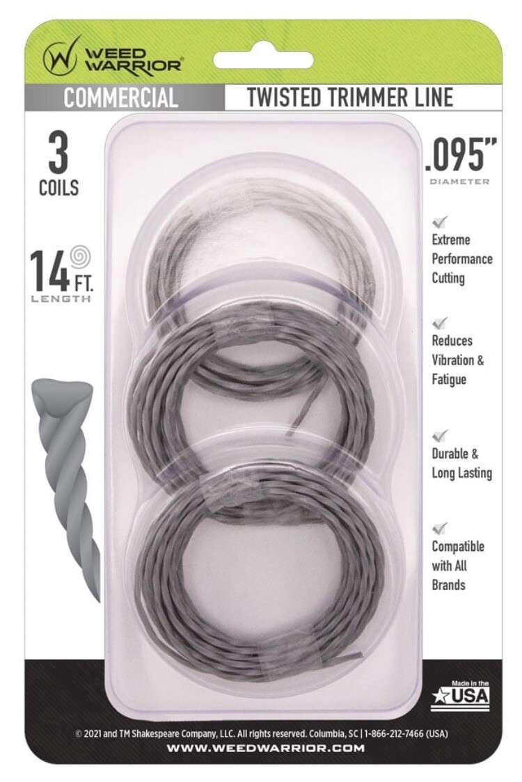Weed Warrior Commercial Twisted Trimmer Line String 3 Coils .095" 14ft Each NIP | eBay