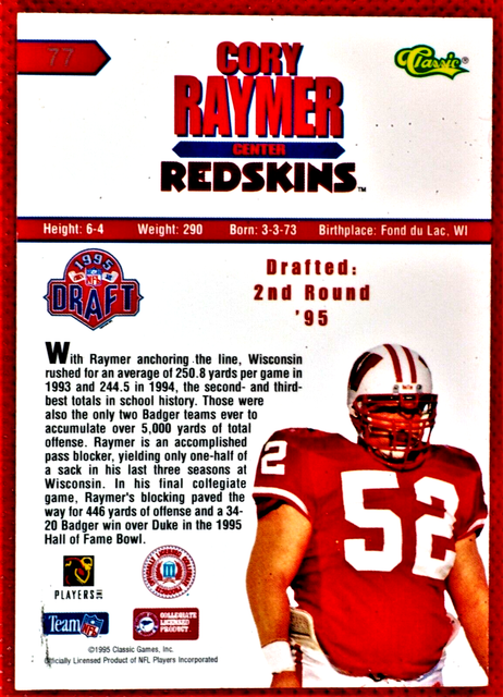 1995 Classic NFL Draft - Silver #77 Cory Raymer (RC) for sale online | eBay
