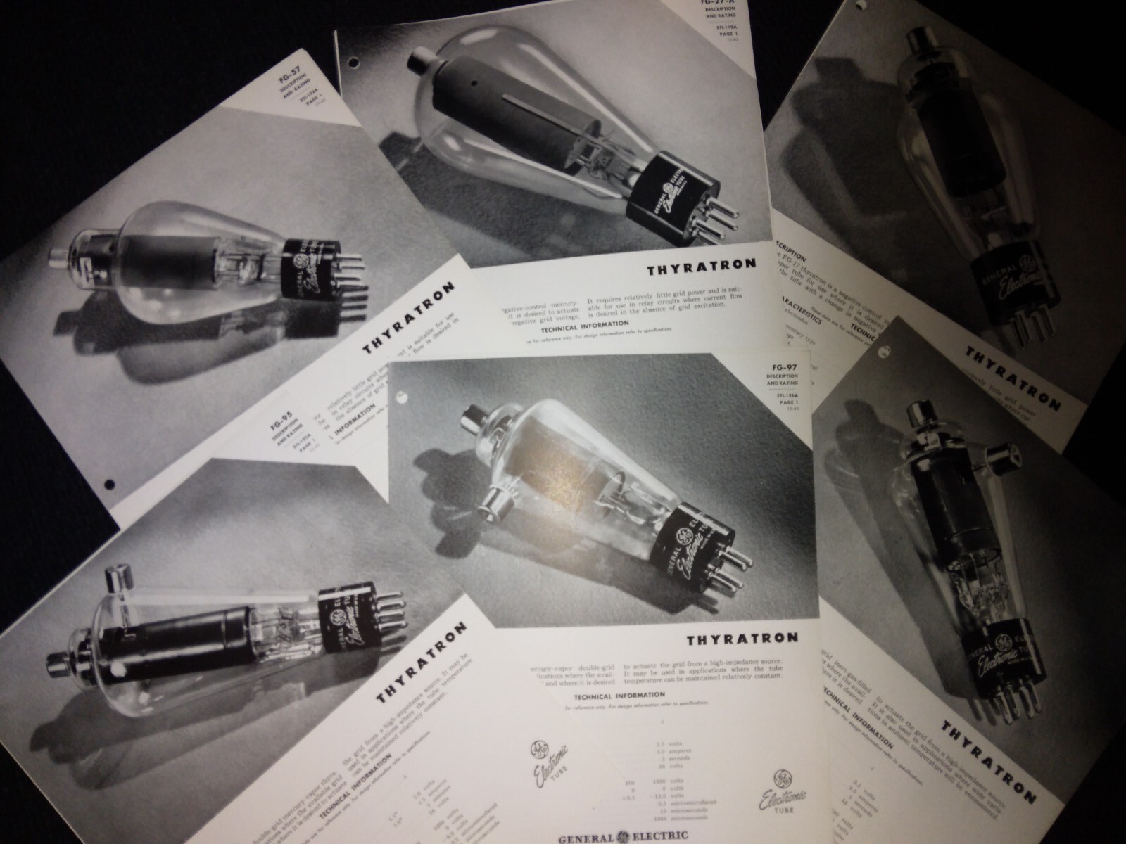 Vintage GE Thyratron Tube Specification Data Sheets 6 Part Numbers ...