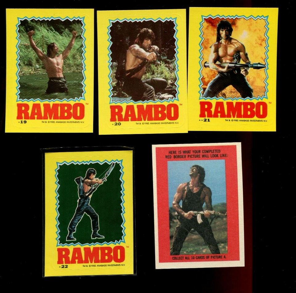 1985 TOPPS RAMBO STICKER COMPLETE SET 22 CARDS SYLVESTOR STALONE | eBay