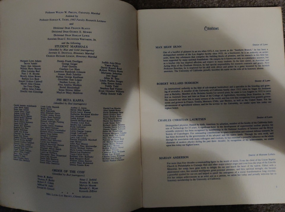 UCLA 46TH COMMENCEMENT booklet, June 11 1965. From dad's estate | eBay