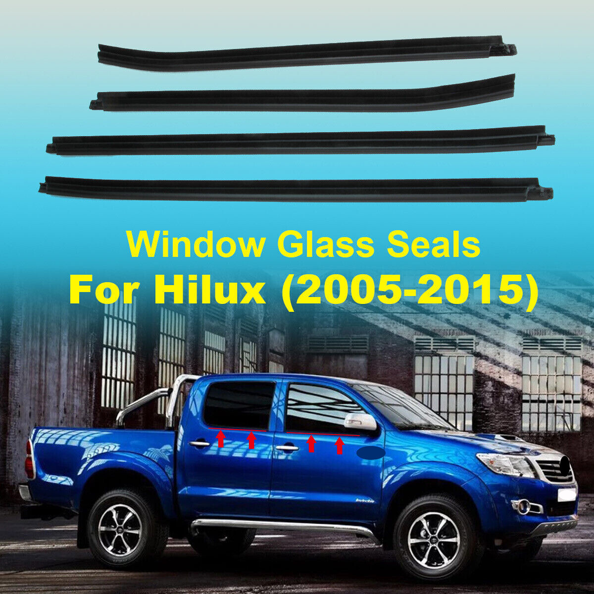 4pcs Window Glass Seals 4 Door Weather Strip For Toyota Hilux 2004-2015 ...