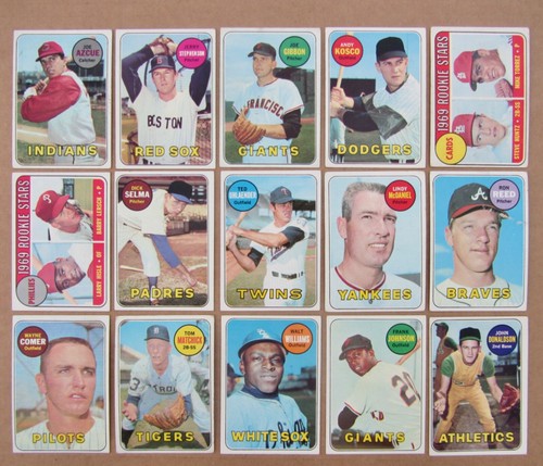 Lot of 30 Different Vintage 1969 Topps Baseball Cards Commons | eBay