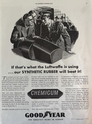 1943 Good Year Rubber Synthetic WWII Luftwaffe Chemigum Petrol Tank VTG ...