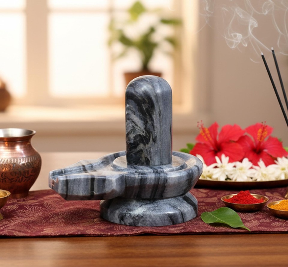 KLEO Black Marble Stone Shiva Lingam Shiv Ling Idol Murti Statue 5.25 ...