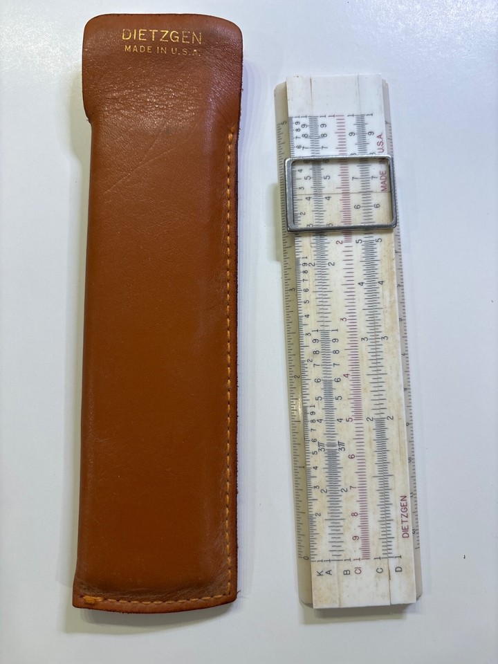 DIETZGEN 5" POCKET SLIDE RULE NO. 1771 REDIRULE U.S.A. LEATHER SHEATH ...