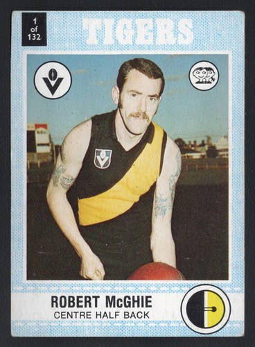 1977 AFL VFL SCANLENS FOOTBALL CARD - 1 Robert McGHIE [RICHMOND TIGERS ...