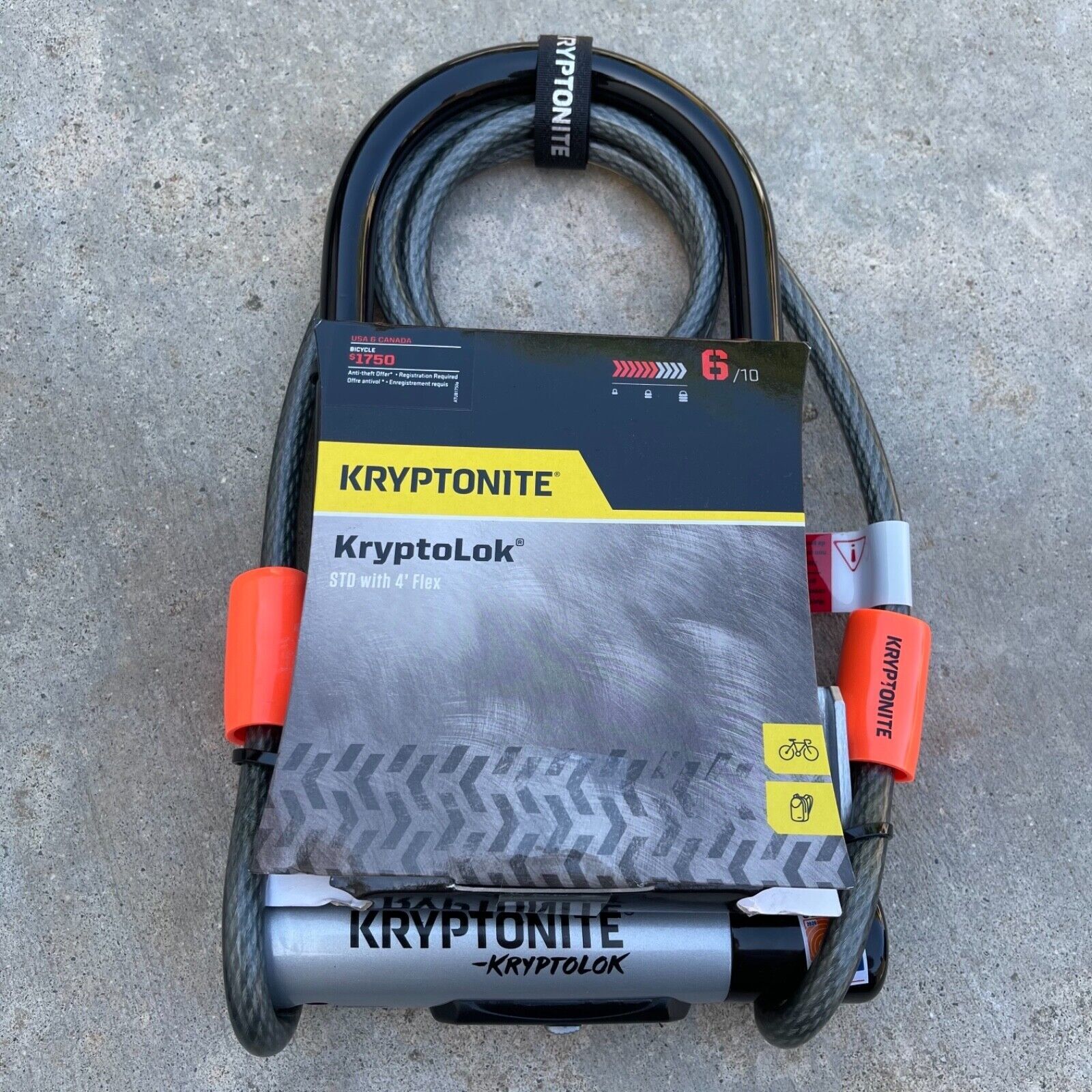 KRYPTONITE KRYPTO KRYPTOLOK U LOCK W/ CABLE BMX BICYCLE U LOCK BMX BIKE ...