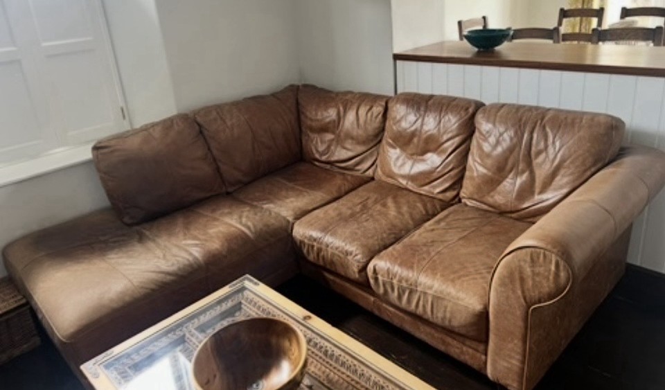 DFS Tan Brown Leather Armchair And Corner Sofa Right Hand | eBay UK