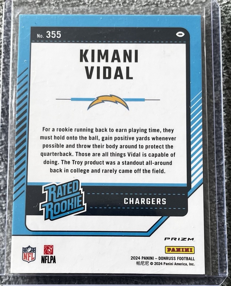 2024 Panini Donruss - Rated Rookie Kimani Vidal #355 Optic Red (RC) | eBay