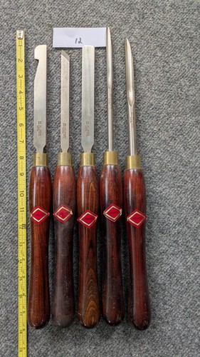 Henry Taylor Sheffield Diamic Chisel Set of 5 Woodturning Lathe Chisels ...