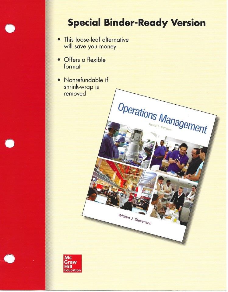 Operations Management, by Stevenson, 12th Edition Loose Leaf Binder ...