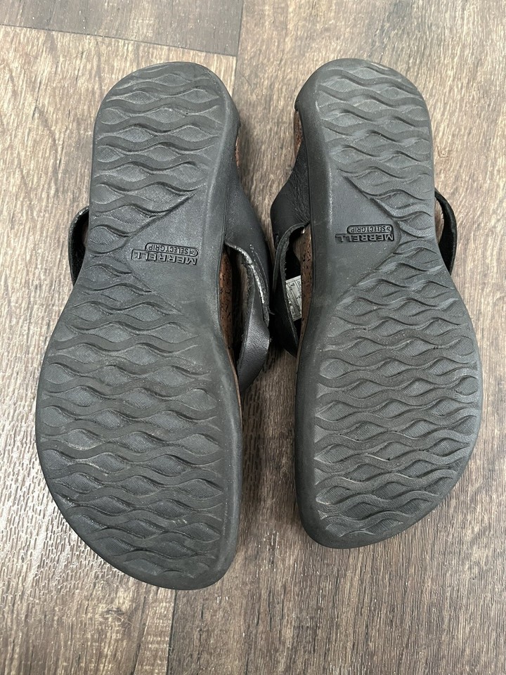 Air Cushion Merrell Memory Foam Women's Sandals Brown Cork Black Straps ...