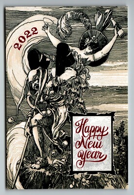 Happy new year Pandemic postcard- Designed Ebonnoir.com USA 2022 | eBay