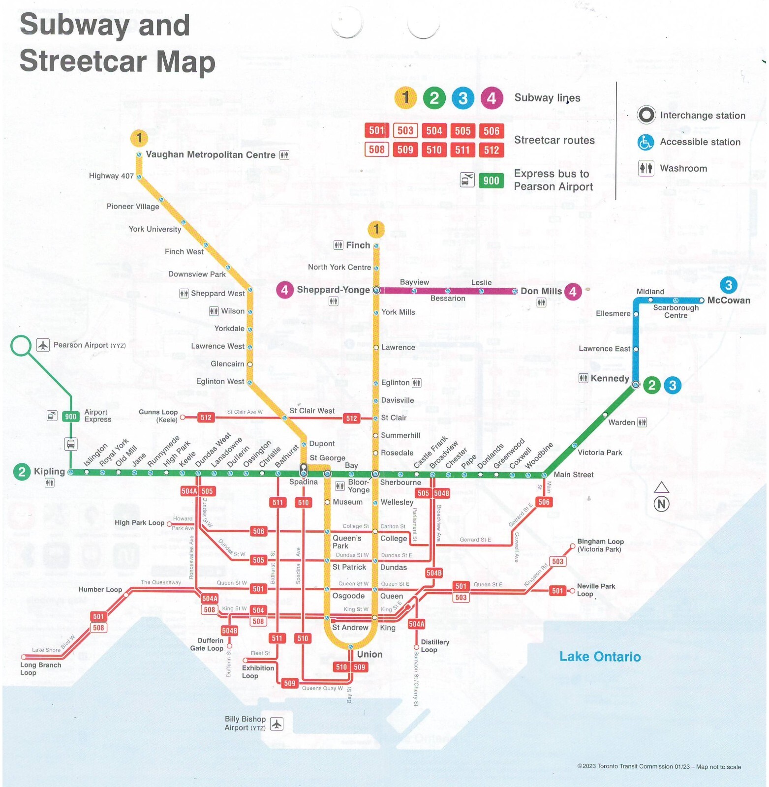 TTC 🚌🚇🚋 Ride Guide Lite Map 2023 Winter ️ Toronto Subway Bus Streetcar ...