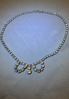 Vintage Clear Rhinestone Necklace, 15” In Length | eBay