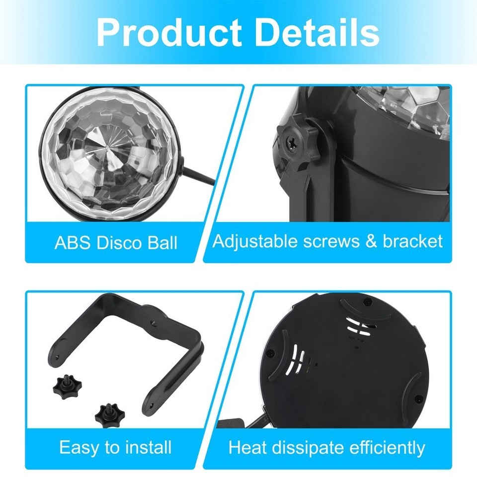 Party Magic Disco Ball Light LED Club RGB Rotating Club DJ Stage Lights ...