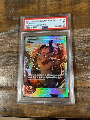 POKEMON 2017 Burning Shadows Sun Moon Full Art Trainer KIAWE #144 PSA 7 ...