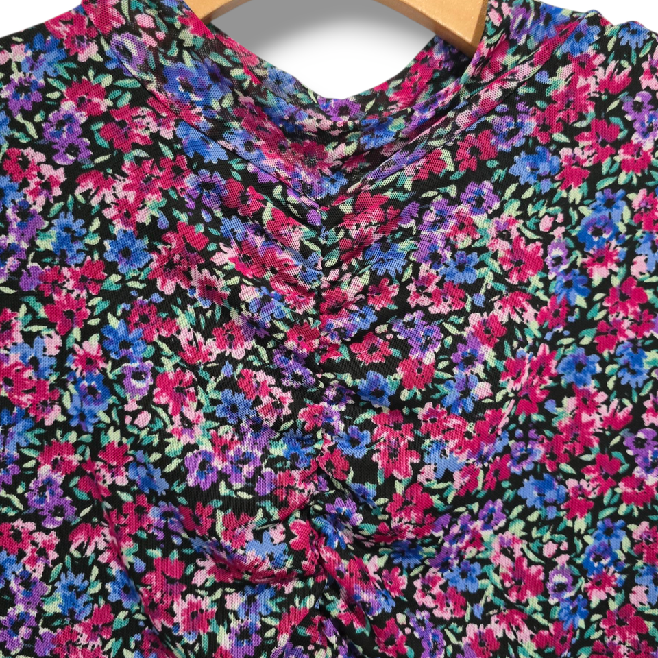 Almost Famous Women’s Multicolor Floral Ruched Long Sleeve Bodycon ...