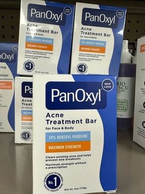 Panoxyl Acne Treatment Bar with 10% Benzoyl Peroxide, Maximum Strength ...