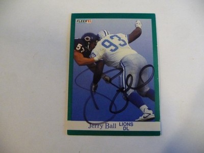JERRY BALL DETROIT LIONS AUTOGRAPHED 1991 FLEER FOOTBALL CARD | eBay