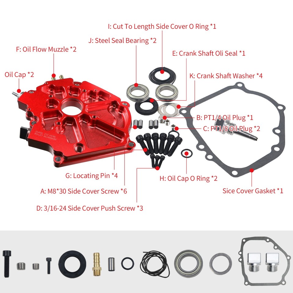 Red Dual Bearing Sidecover For GX200/Clone For Predator Hemi, Ghost ...