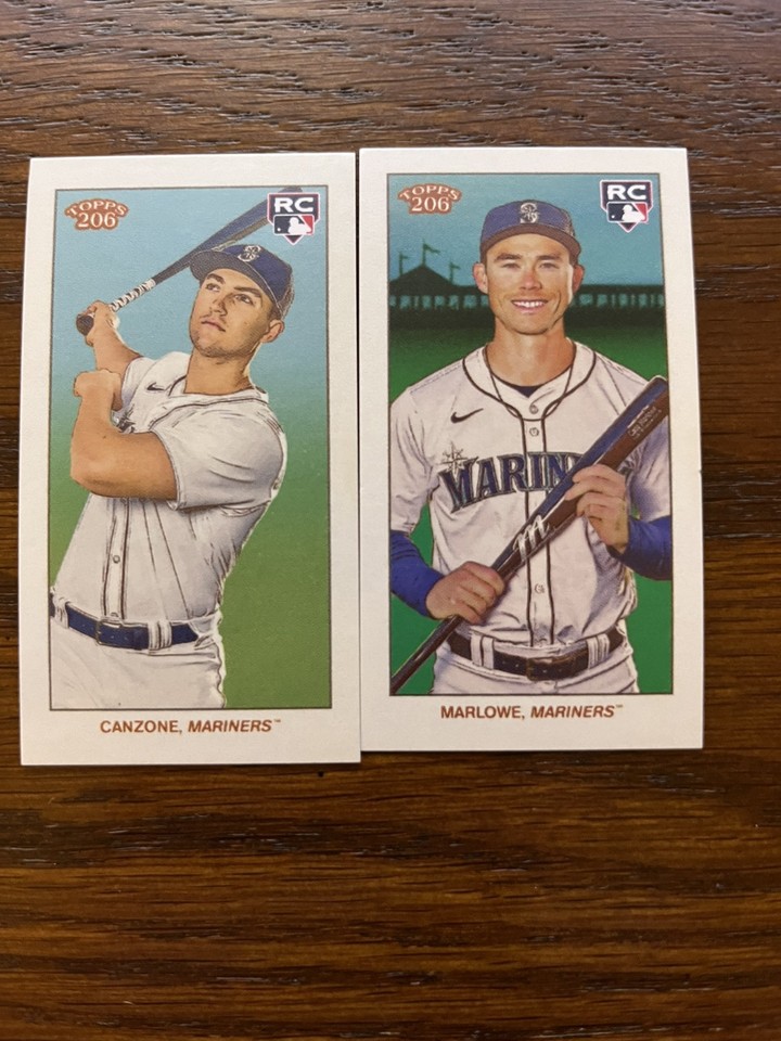 Seattle Mariners Topps T206 2 cards Dominic Canzone base Cade Marlowe ...