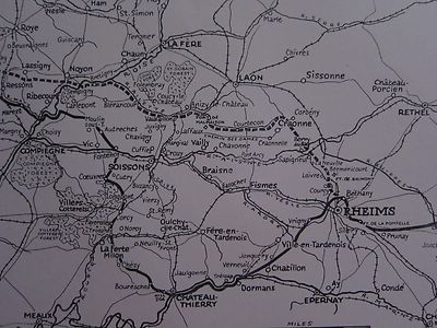 1918 WWI WW1 MAP PRINT ~ RHEIMS PARIS ALLIES LINE LAON COMPIEGNE | eBay