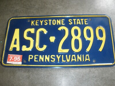 Pennsylvania Keystone State License Plate ASC 2899 July 1995 | eBay
