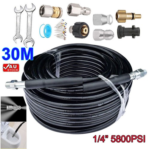 5800PSI 30M For Pressure Washer Jet Pipe 1/4 NPT Nozzle Drain Sewer ...