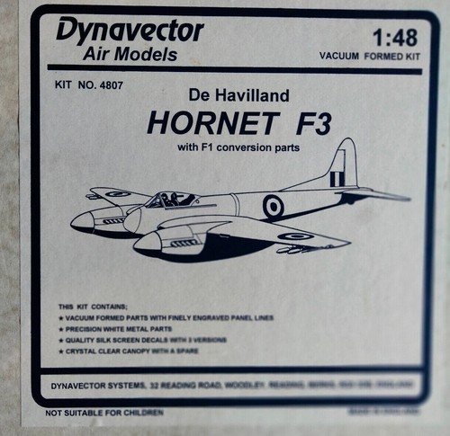 Dynavector 1:48 De Havilland HORNET F3 /F1 Model Kit 4807 F.I COMPLETE ...