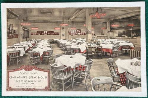 New York City NY Gallagher's Steak House Litho Postcard Dining ...