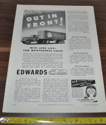 1946 Edwards Trailer Truck Ad Chevrolet Tractor Kalamazoo Zerone Zerex ...