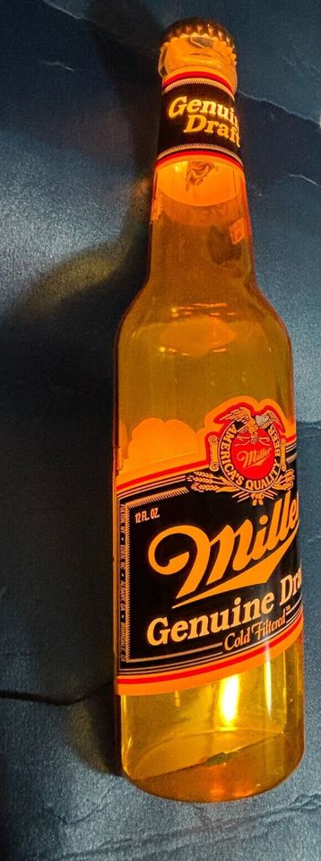 RARE VINTAGE MILLER GENUINE DRAFT MGD LIGHT UP HALF BOTTLE BEER SIGN ...