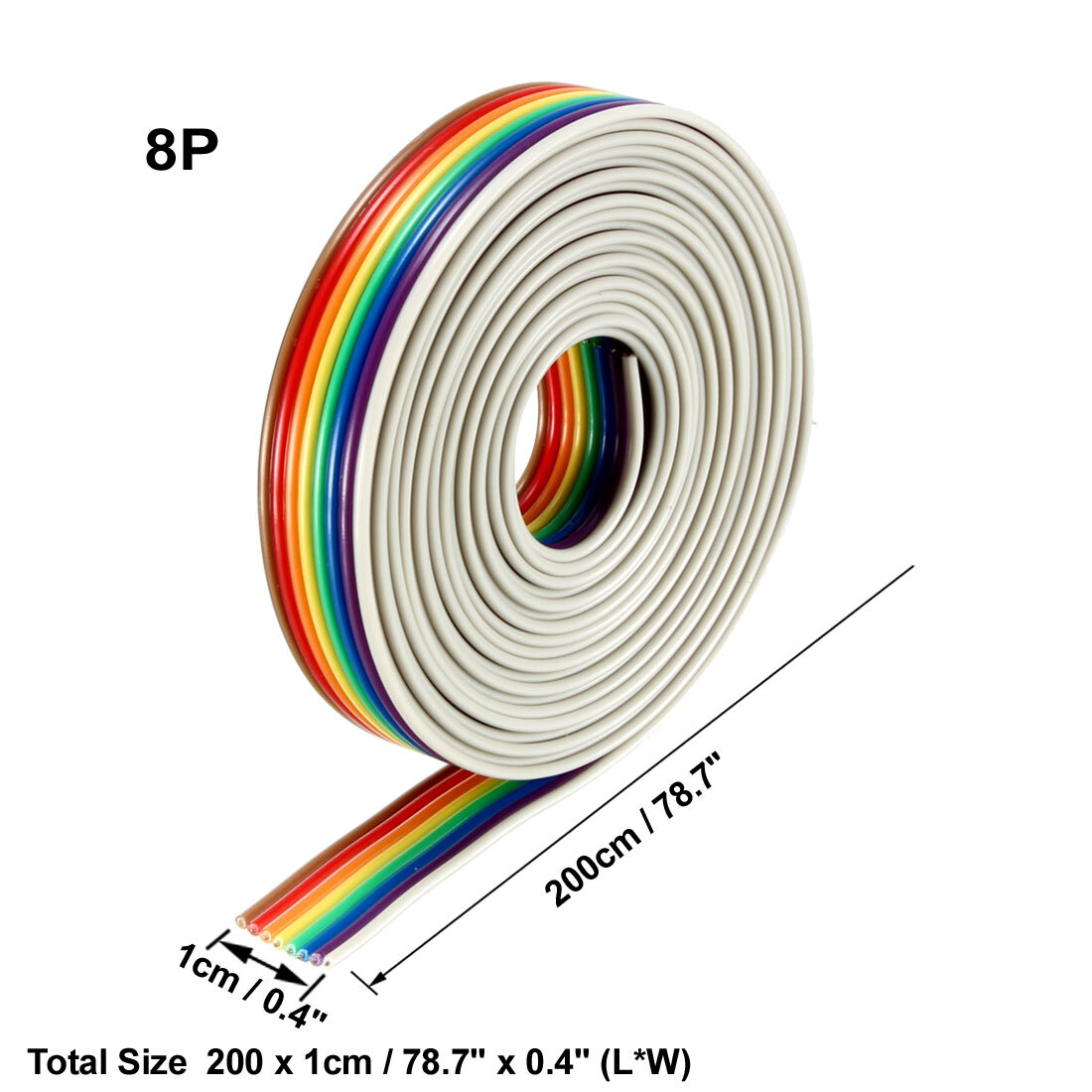 Flat Ribbon Cable 8P Rainbow IDC Wire 1.27mm Pitch 2m Long | eBay