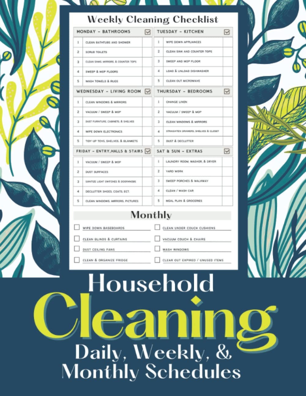 Household Cleaning Daily, Weekly, And Monthly Schedules: House Cleaning ...