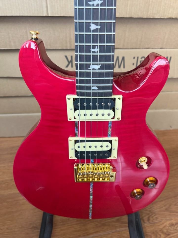US warehouse Red Electric Guitar 2H Pickups Flame Maple Top Solid Body ...