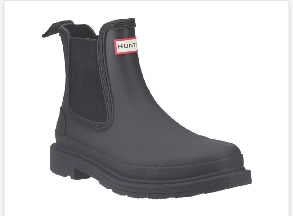 HUNTER COMMANDO CHELSEA BLACK WATERPROOF NON SAFETY DEALER BOOTS SIZE 9 ...