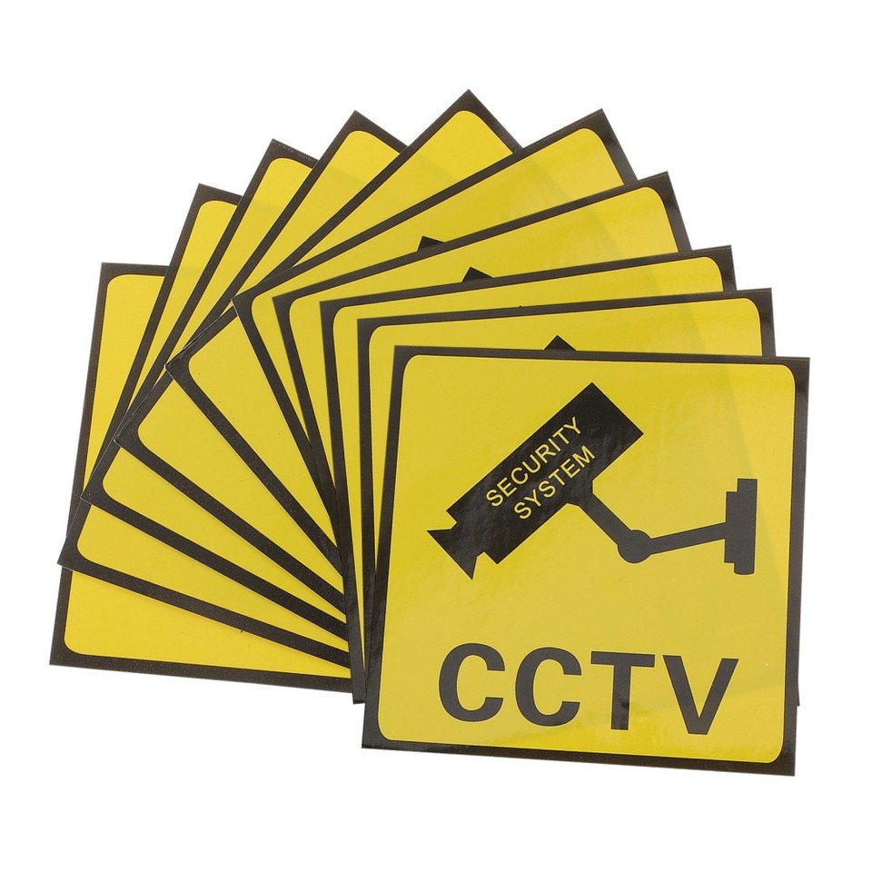 10 Pcs Camera Monitoring Warning Sign Cctv Window Sticker inside Decal ...